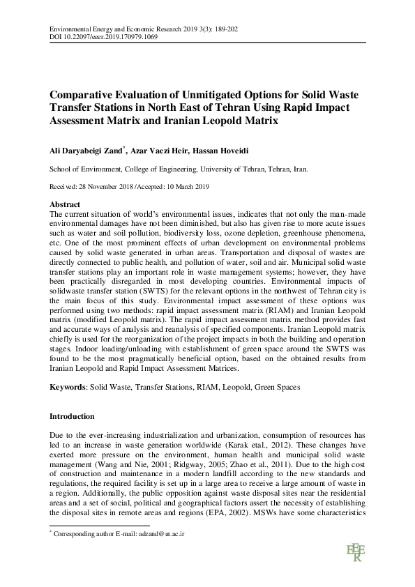 (PDF) Evaluation of waste management options using rapid impact ...