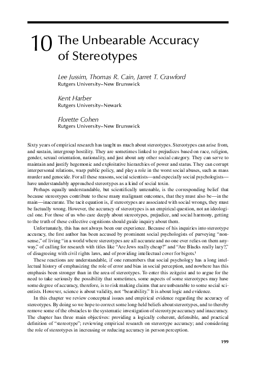 (PDF) The Unbearable Accuracy of Stereotypes