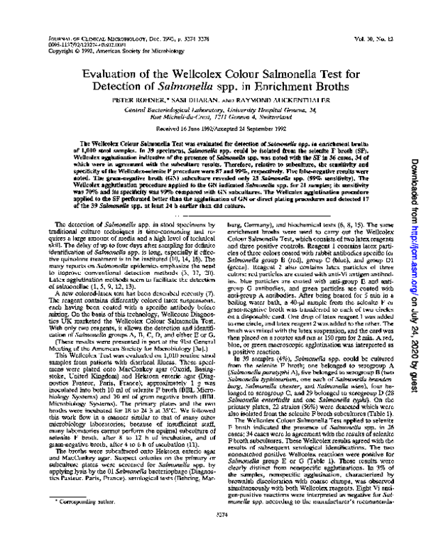 (PDF) Evaluation of the Wellcolex Colour Salmonella Test for detection ...