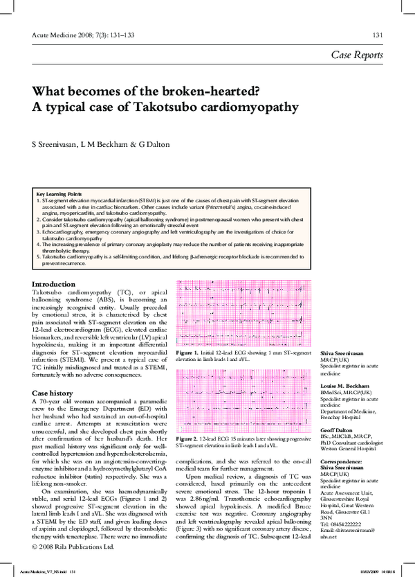 (PDF) Takotsubo Cardiomyopathy Misdiagnosed as STEMI