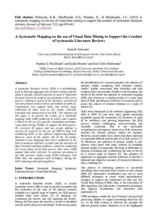 (PDF) A Systematic Mapping on the use of Visual Data Mining to Support the Conduct of Systematic ...