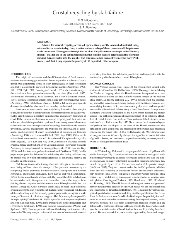 (PDF) Crustal recycling by slab failure
