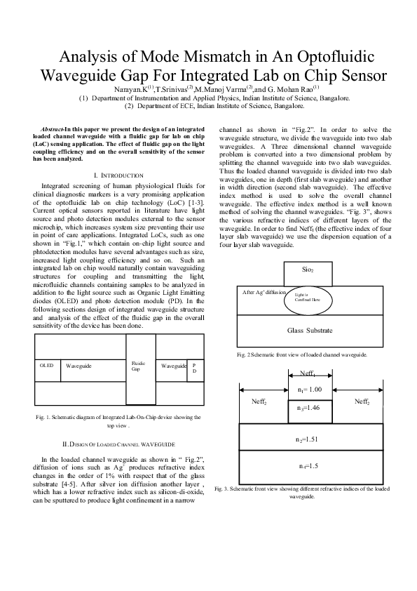 (PDF) Analysis of mode mismatch in an optofluidic waveguide gap for integrated lab on chip sensor