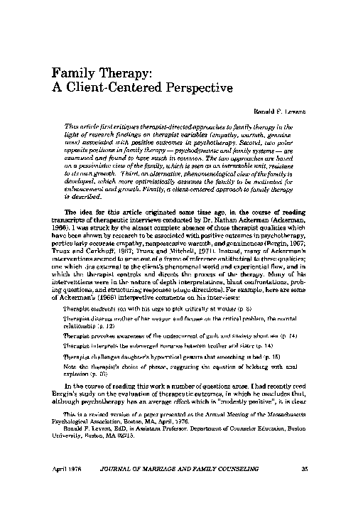 (PDF) Family Therapy: A Client‐Centered Perspective