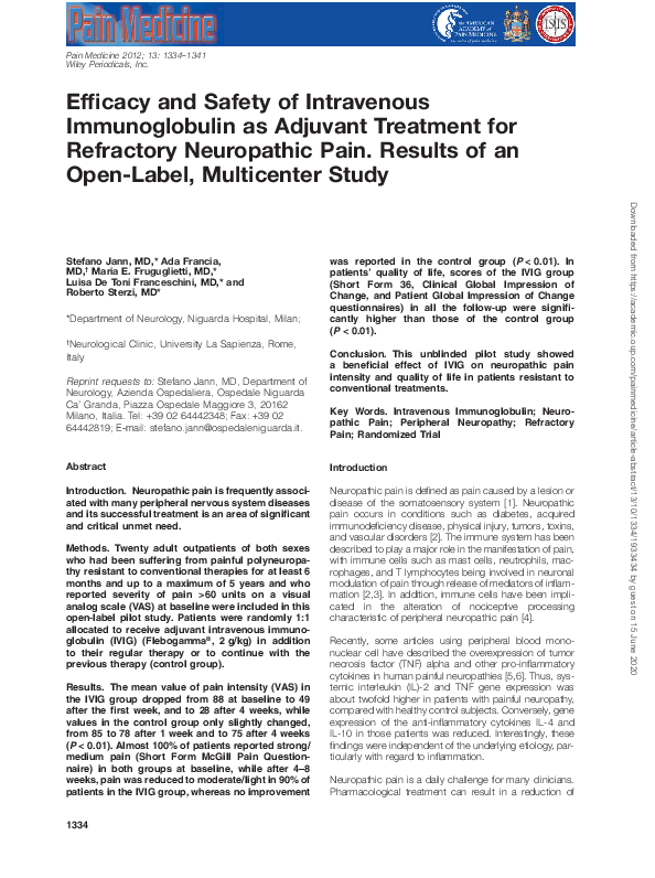 (PDF) Efficacy and Safety of Intravenous Immunoglobulin as Adjuvant Treatment for Refractory ...
