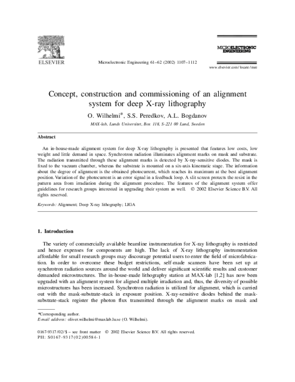 (PDF) Concept, construction and commissioning of an alignment system ...