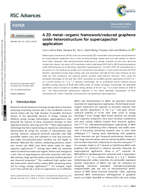 (PDF) Study of electrochemical reduced graphene oxide and MnO[sub 2] heterostructure for ...