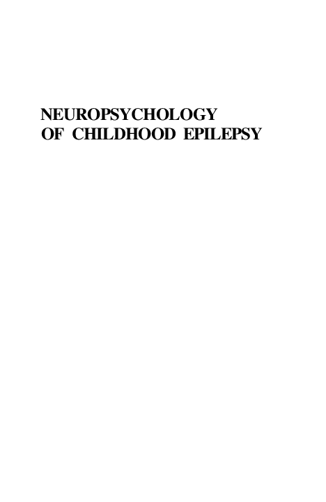 (PDF) Neuropsychology of Childhood Epilepsy