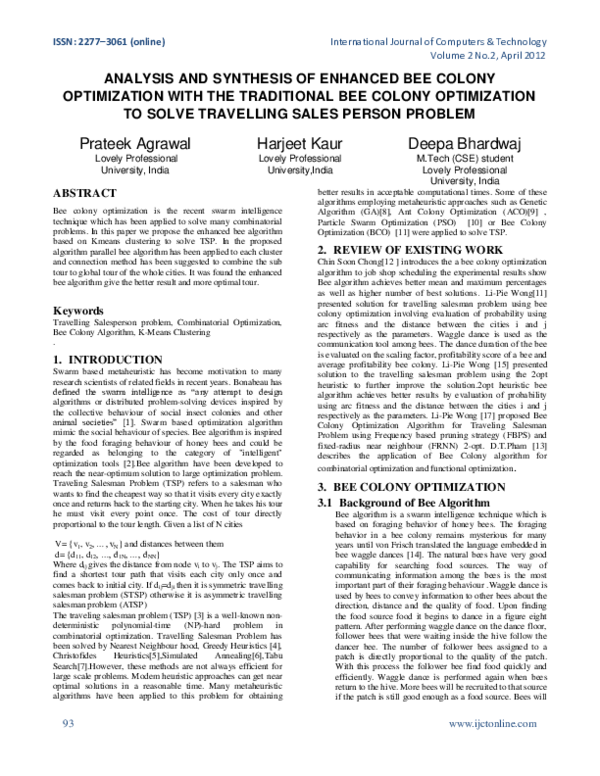 (PDF) Analysis and Synthesis of Enhanced Bee Colony Optimization with ...