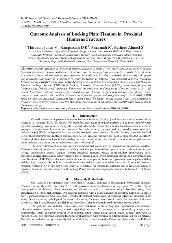(PDF) Locking Plate Fixation in Humerus Fractures