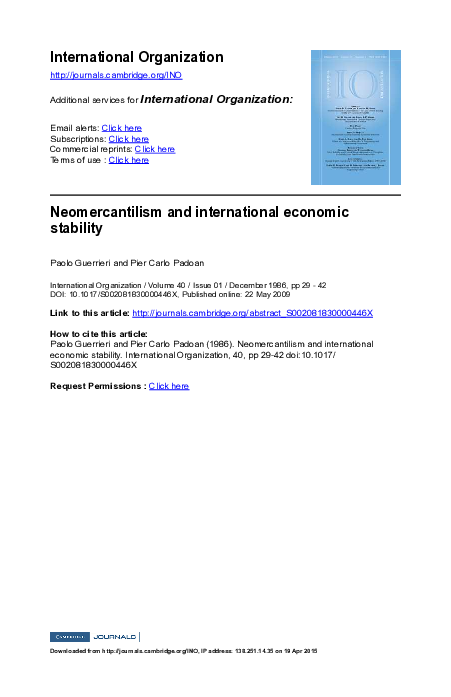 (PDF) Neomercantilism and international economic stability
