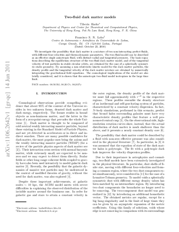 (PDF) Two-fluid dark matter models