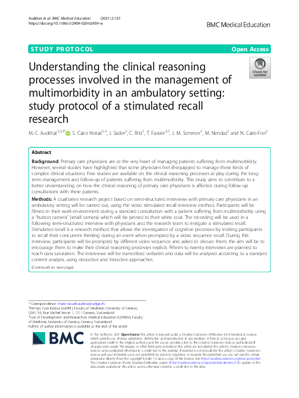 (PDF) Understanding the clinical reasoning processes involved in the ...