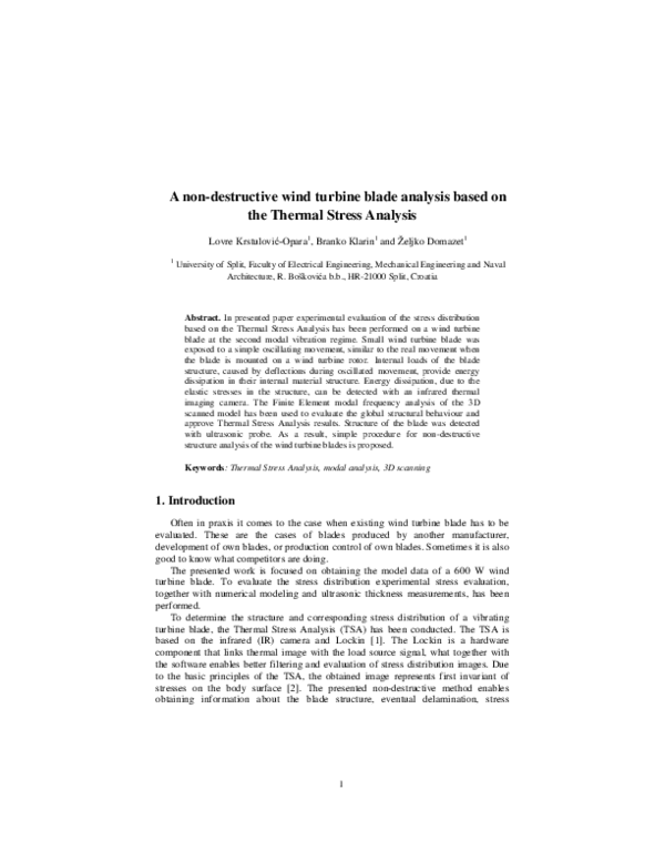 (PDF) 1 A non-destructive wind turbine blade analysis based on the ...