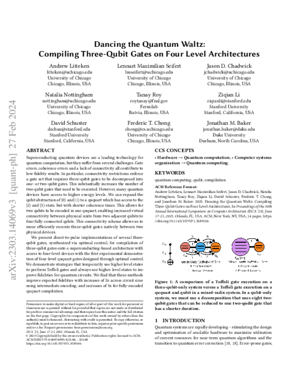 (PDF) Dancing the Quantum Waltz: Compiling Three-Qubit Gates on Four ...