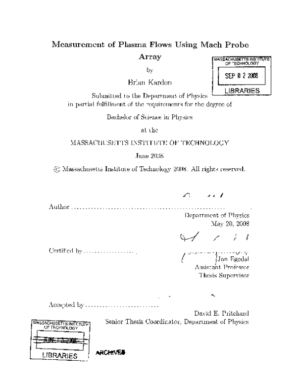 (PDF) Measurement of plasma flows using Mach probe arrays