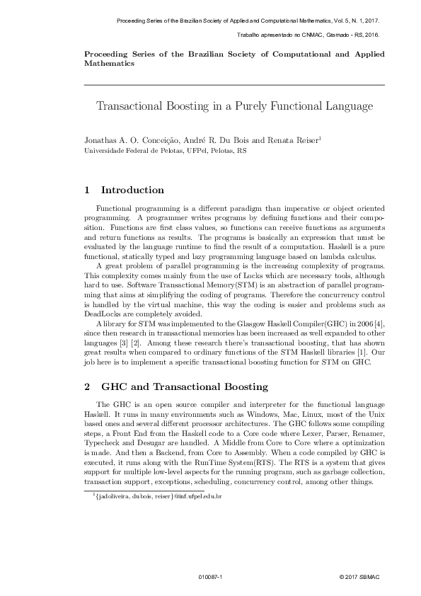 (PDF) Transactional Boosting in a Purely Functional Language