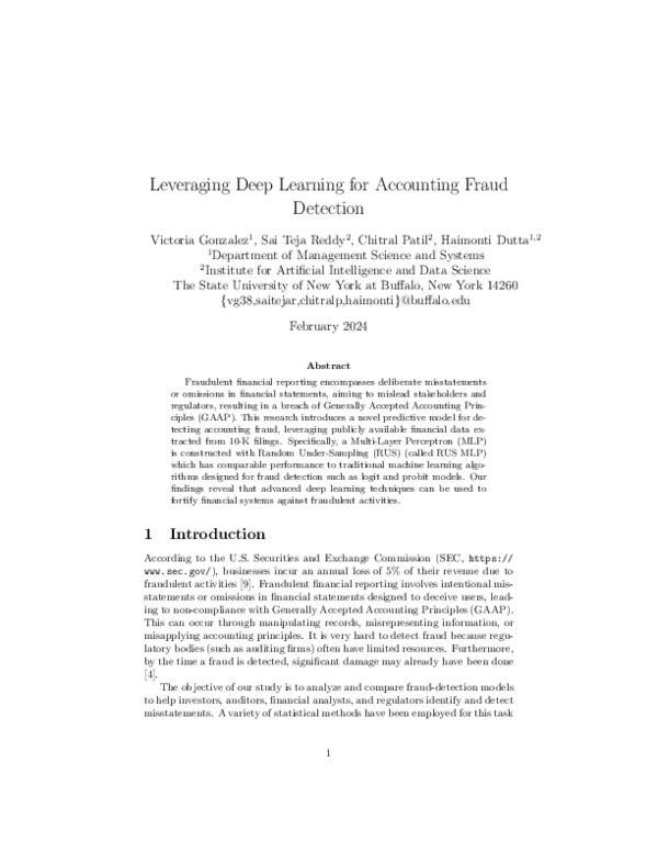 (PDF) Leveraging Deep Learning for Accounting Fraud Detection