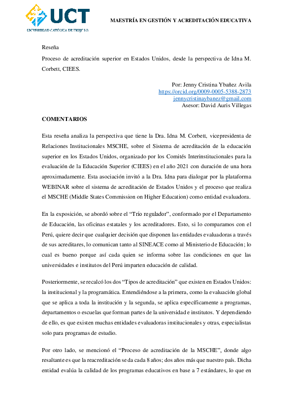 (PDF) Proceso de acreditación superior en Estados Unidos, desde la ...