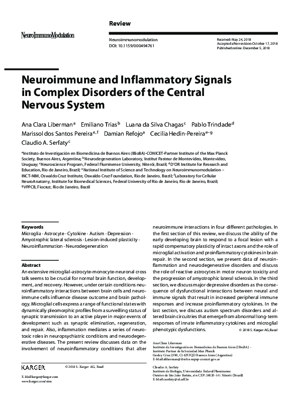 (PDF) Neuroimmune and Inflammatory Signals in Complex Disorders of the ...