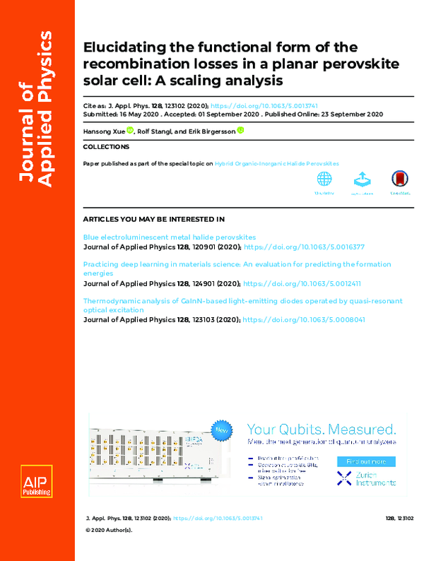 (PDF) Elucidating the functional form of the recombination losses in a ...
