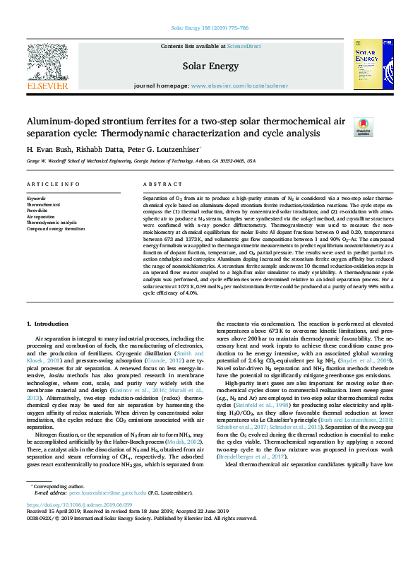(PDF) Aluminum-doped strontium ferrites for a two-step solar ...