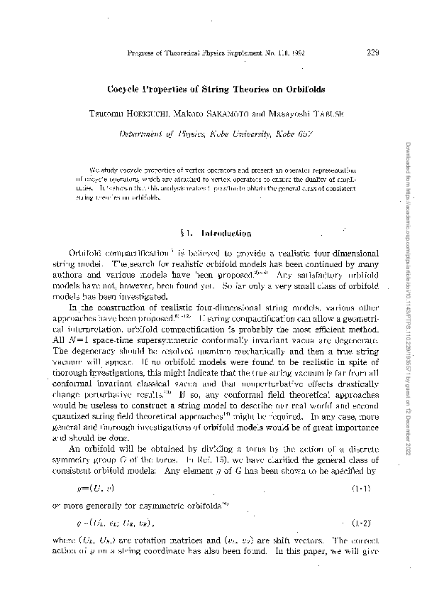 (PDF) Cocycle Properties of String Theories on Orbifolds