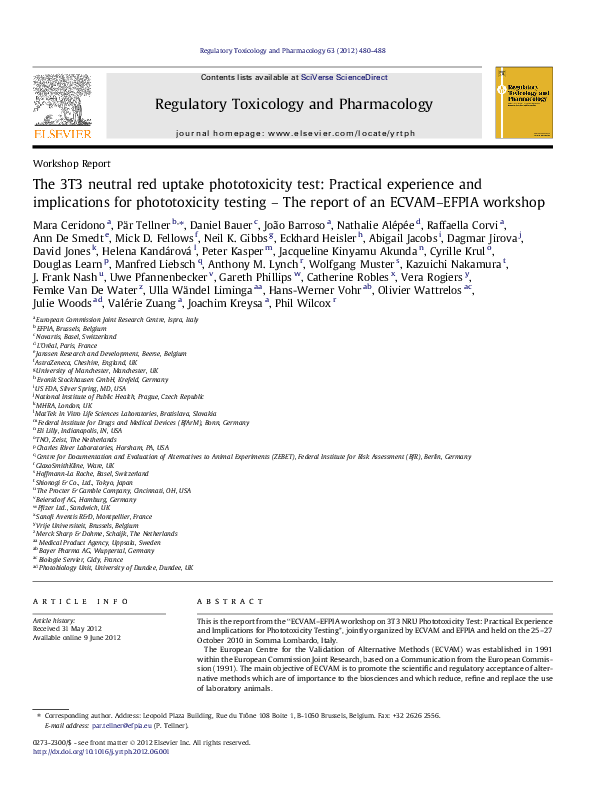 (PDF) The 3T3 neutral red uptake phototoxicity test: Practical ...