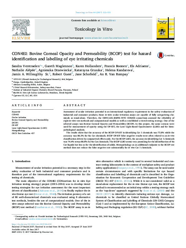 (PDF) CON4EI: Bovine corneal opacity and permeability test method ...