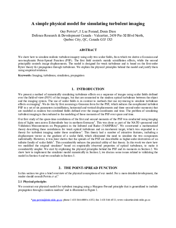 (PDF) A simple physical model for simulating turbulent imaging