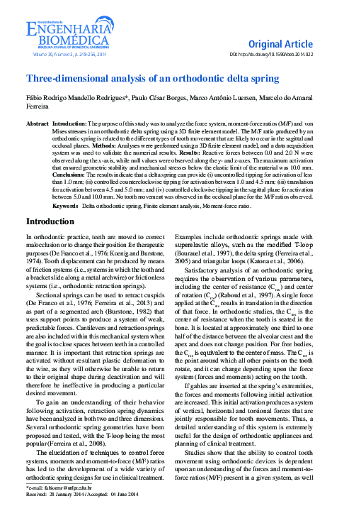 (PDF) Three-dimensional analysis of an orthodontic delta spring
