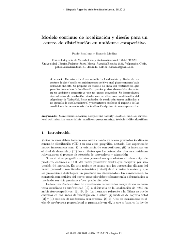 (PDF) Modelo continuo de localización y diseño para un centro de ...
