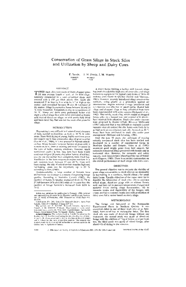 (PDF) Conservation of Grass Silage in Stack Silos and Utilization by ...