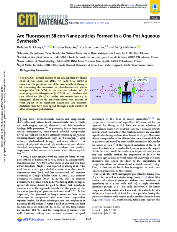 (PDF) Are Fluorescent Silicon Nanoparticles Formed in a One-Pot Aqueous ...