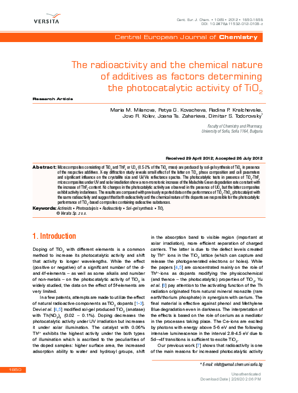 (PDF) The radioactivity and the chemical nature of additives as factors ...
