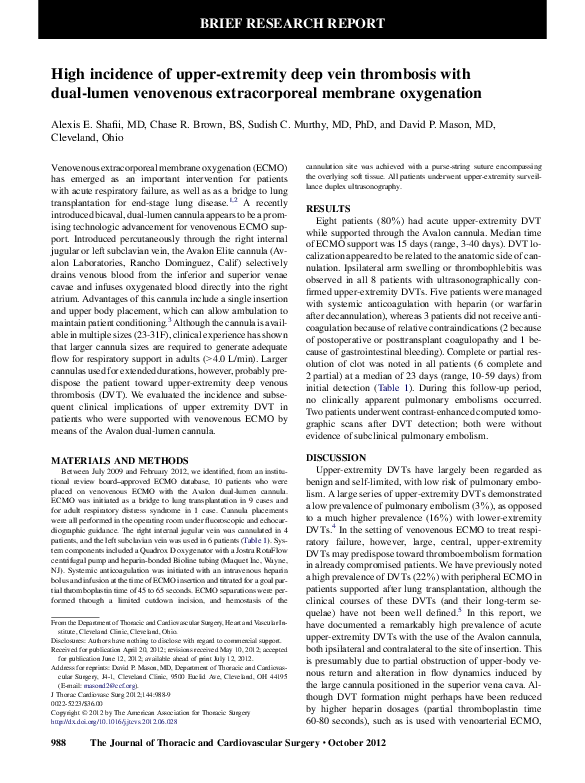 (PDF) High incidence of upper-extremity deep vein thrombosis with dual ...