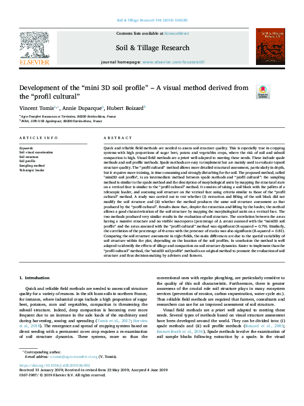 (PDF) Development of the “mini 3D soil profile” – A visual method ...
