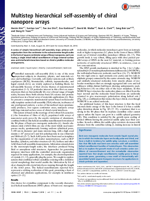 (PDF) Multistep hierarchical self-assembly of chiral nanopore arrays