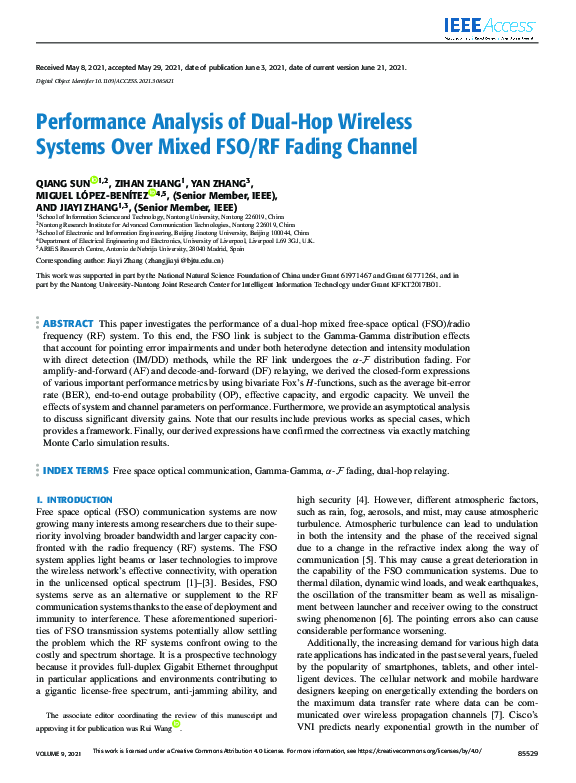 (PDF) Performance Analysis of Dual-Hop Wireless Systems Over Mixed FSO ...