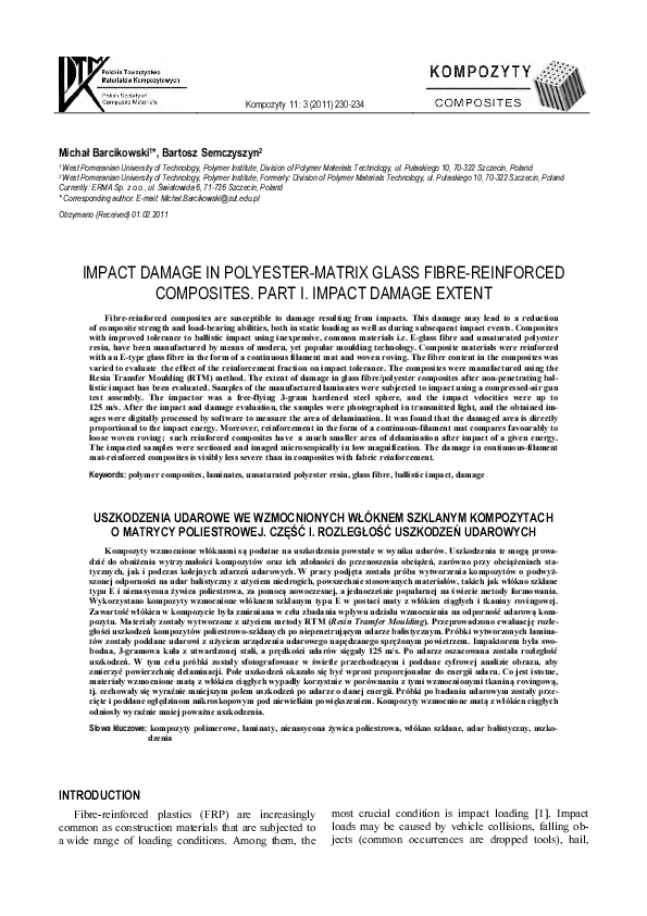 (PDF) Impact damage in polyester-matrix glass fibre-reinforced ...