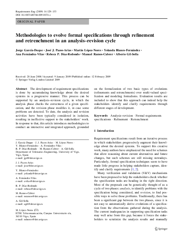 (PDF) Methodologies to evolve formal specifications through refinement and retrenchment in an ...