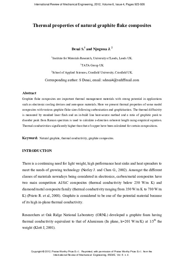 (PDF) Thermal properties of natural graphite flake composites