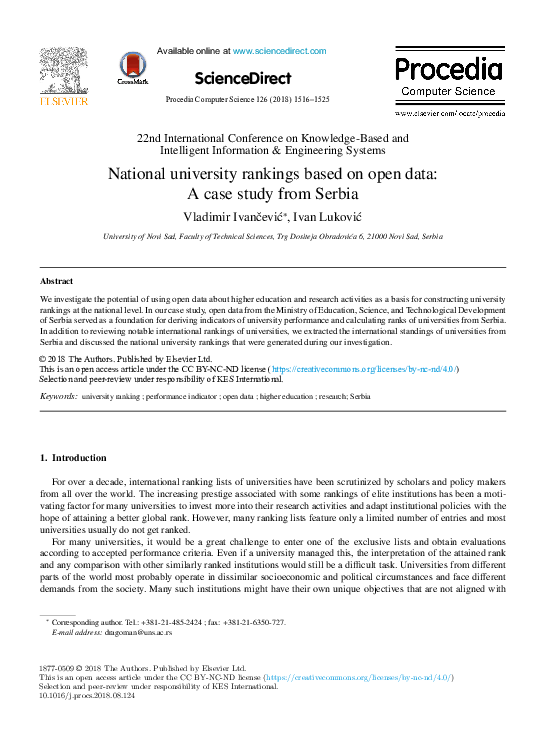 (PDF) National university rankings based on open data: A case study ...