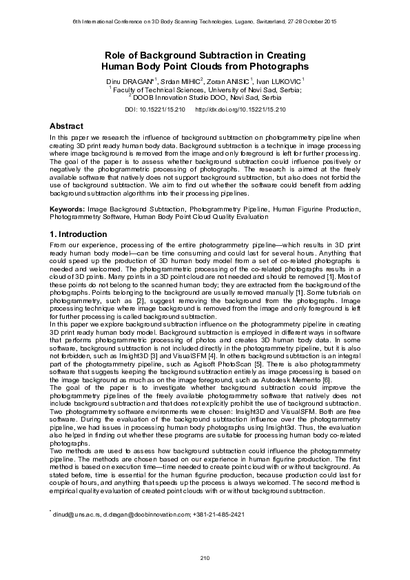 (PDF) Role of Background Subtraction in Creating Human Body Point ...