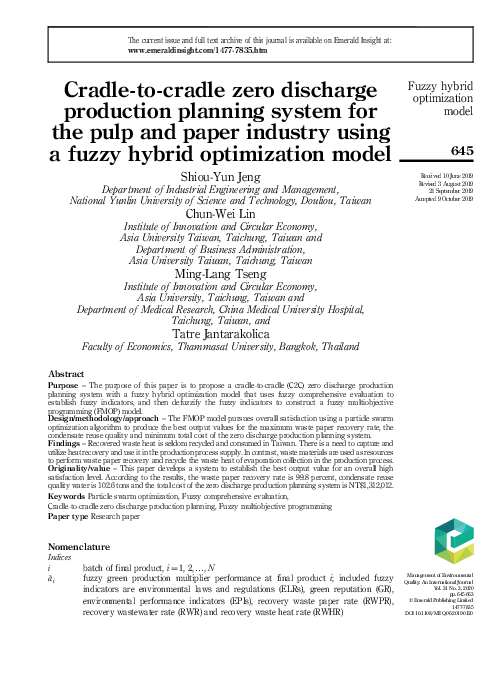 (PDF) Cradle-to-cradle zero discharge production planning system for ...