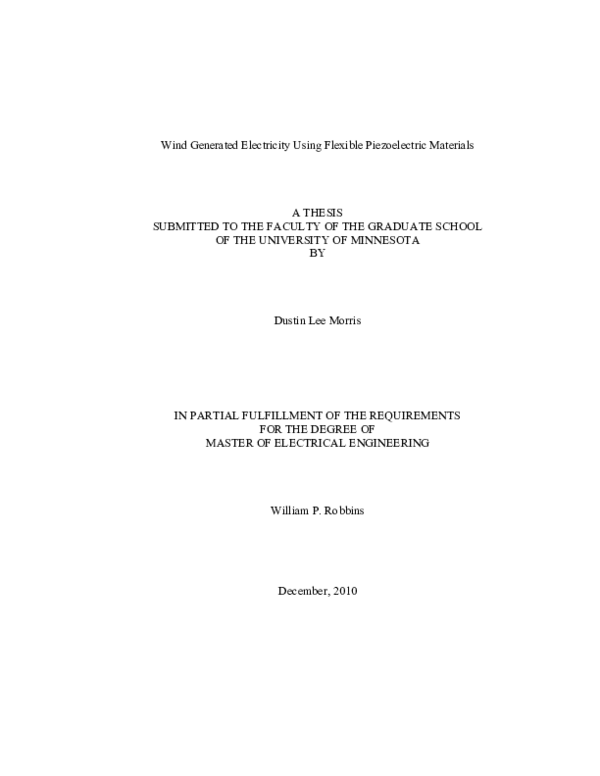 (PDF) Wind Generated Electricity Using Flexible Piezoelectric Materials ...