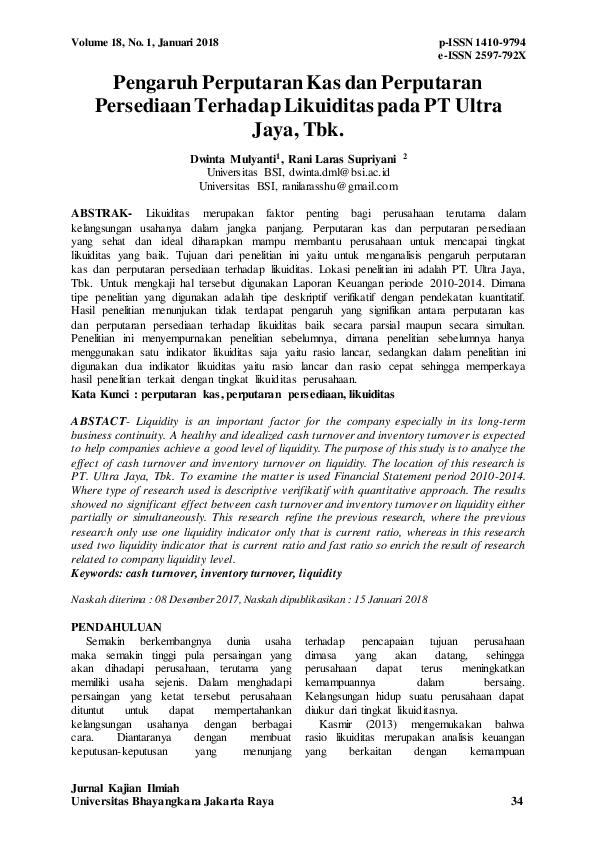 (PDF) Pengaruh Perputaran Kas dan Perputaran Persediaan Terhadap ...