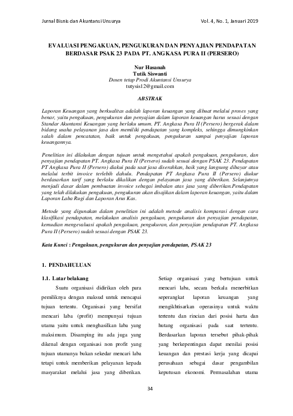 (PDF) Evaluasi Pengakuan, Pengukuran Dan Penyajian Pendapatan Berdasar ...