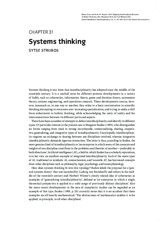 (PDF) Systems thinking