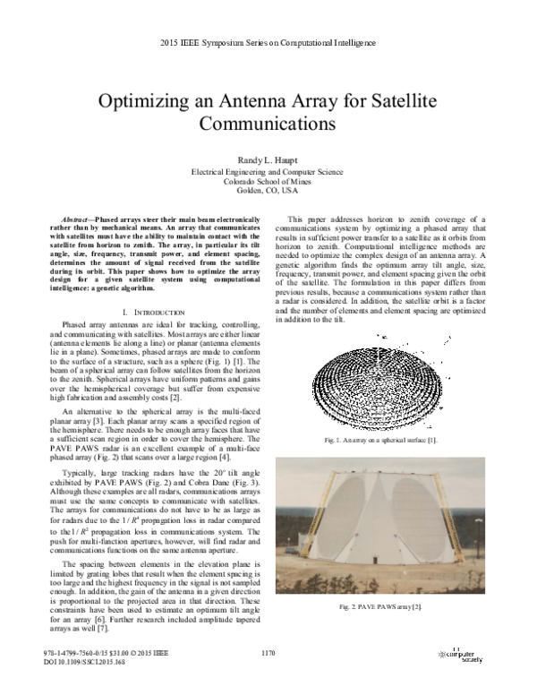 (PDF) Optimizing an Antenna Array for Satellite Communications